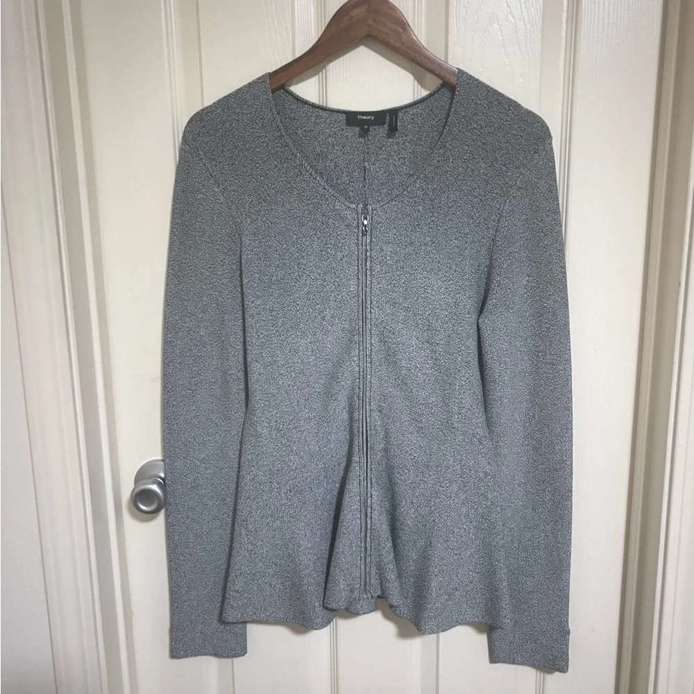 Theory | Jackets & Coats | Theory Compact Knit Peplum Jacket Gray ...